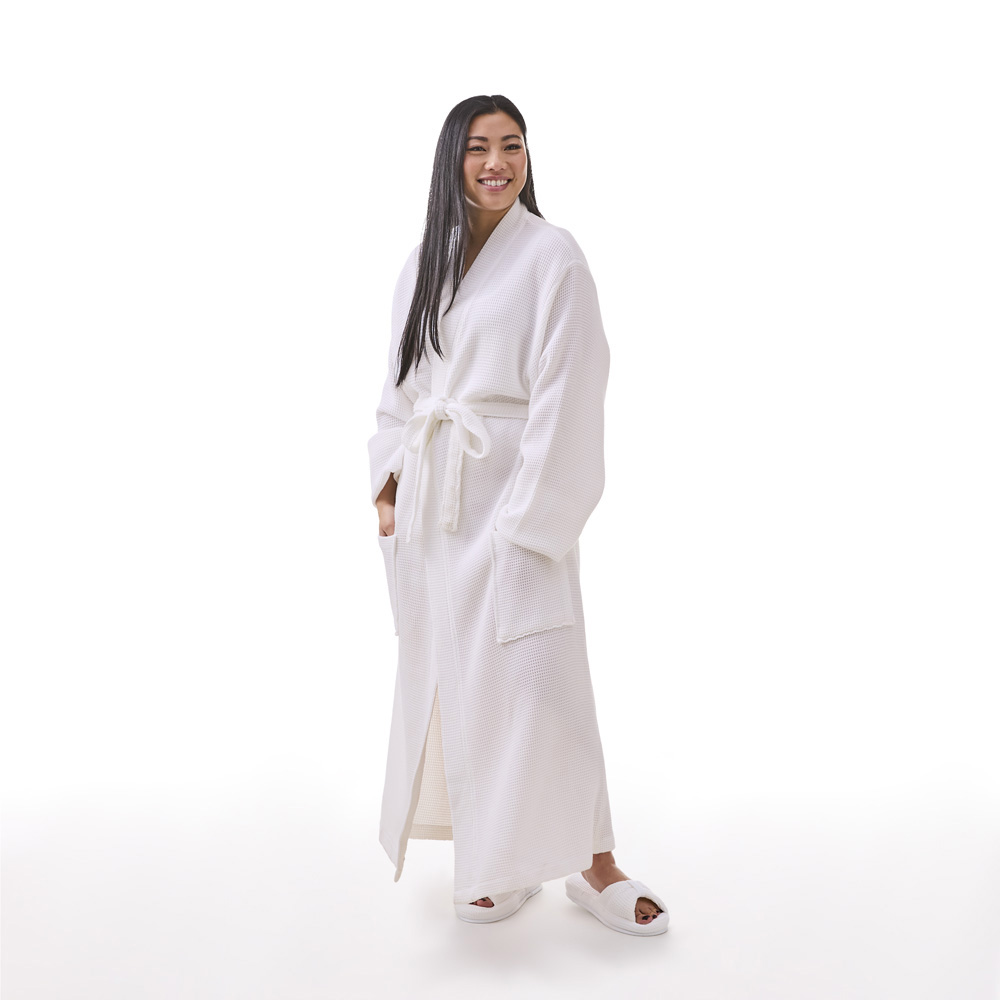 Turkish Cotton Bamboo White Waffle Robe | Adairs