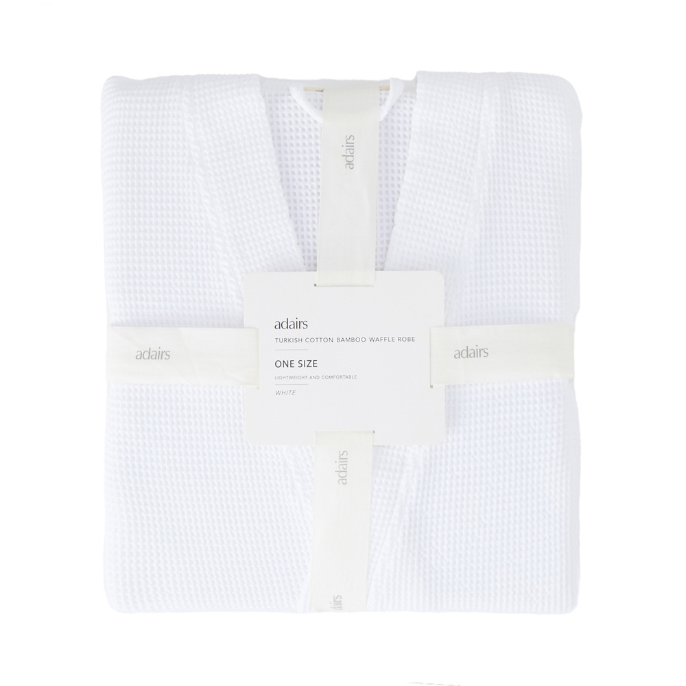 Turkish Cotton Bamboo White Waffle Robe | Adairs