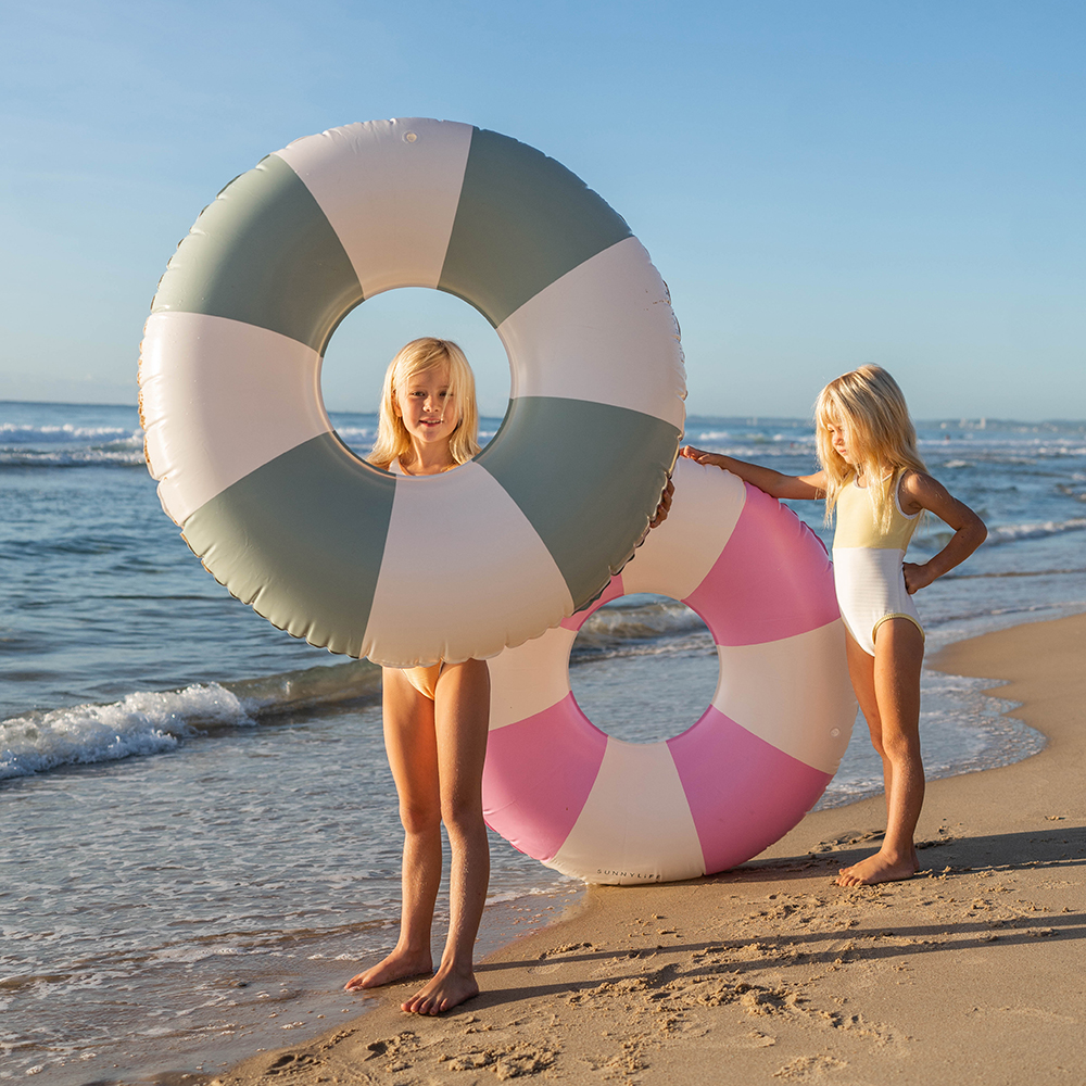 Sunnylife The Vacay Soft Olive Stripe Tube Pool Ring Adairs