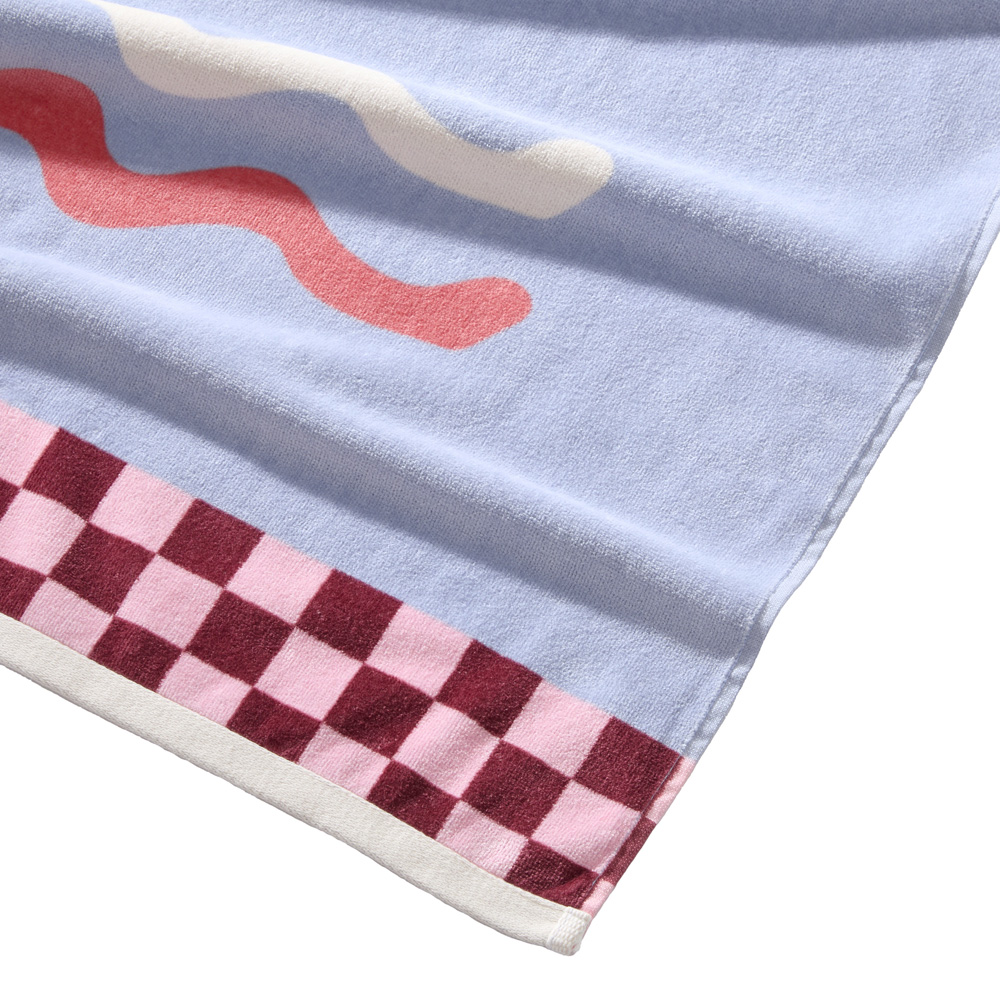 Luxe Blue Wave Floral Splice Velour Beach Towel | Adairs