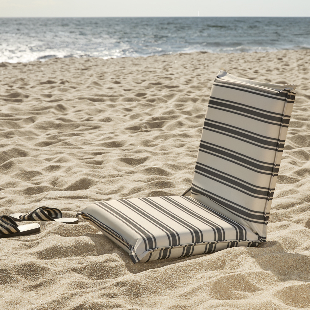 Black Stripe Padded Canvas Beach Chair | Adairs