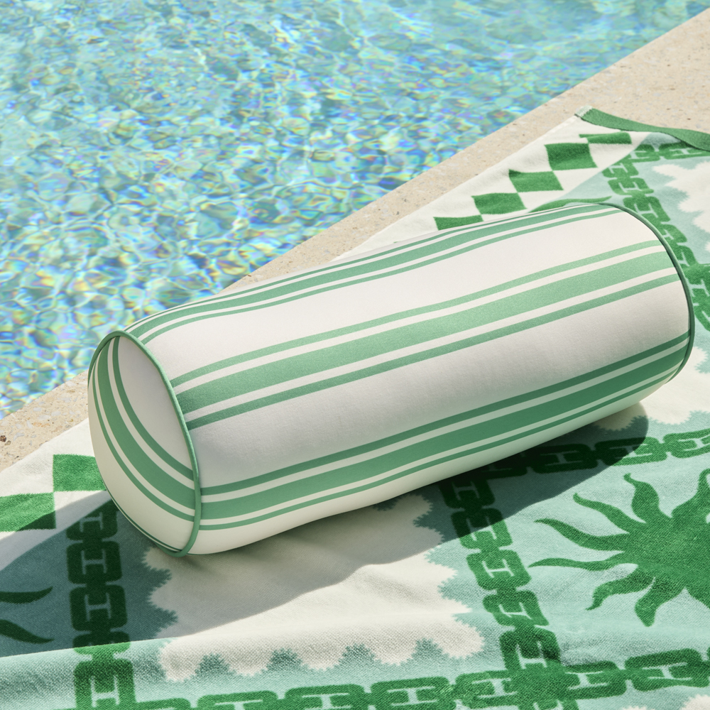 Black Stripe Cylinder Beach Pillow | Adairs