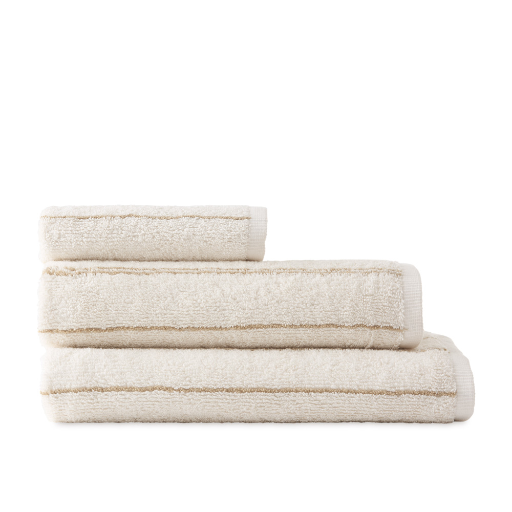 Hudson Stripe Almond & Natural Towel Range | Adairs