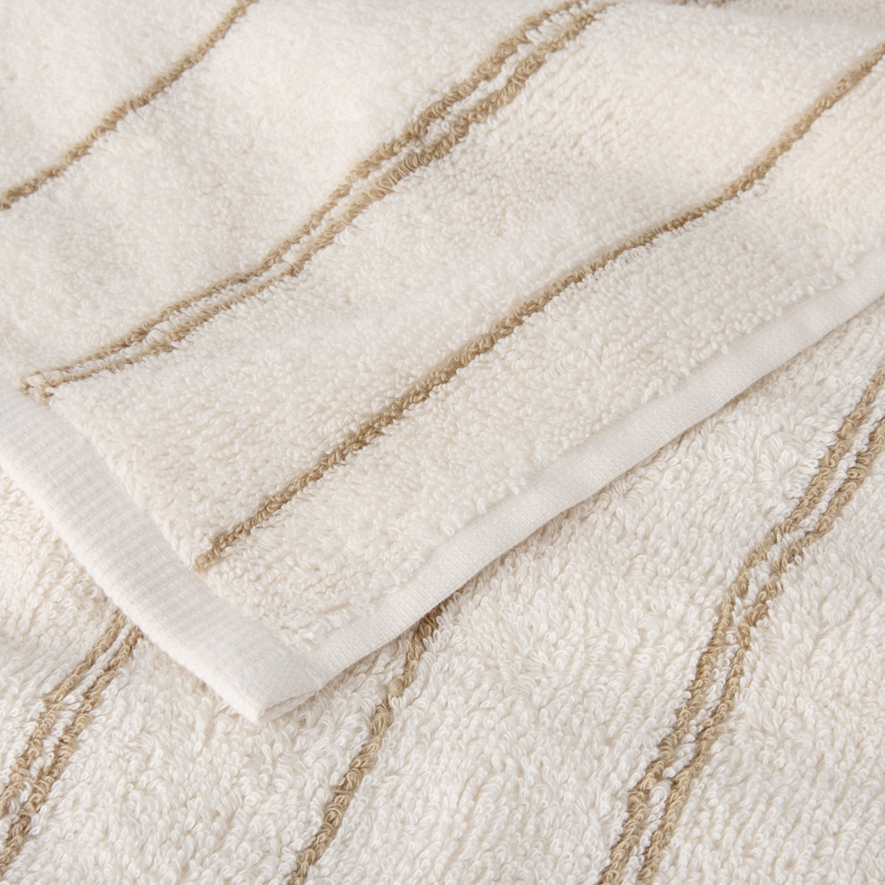 Hudson Stripe Almond & Natural Towel Range | Adairs