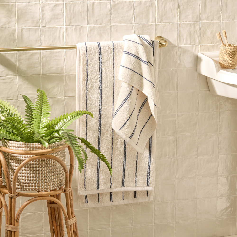 Hudson Stripe French Navy & Natural Towel Range | Adairs
