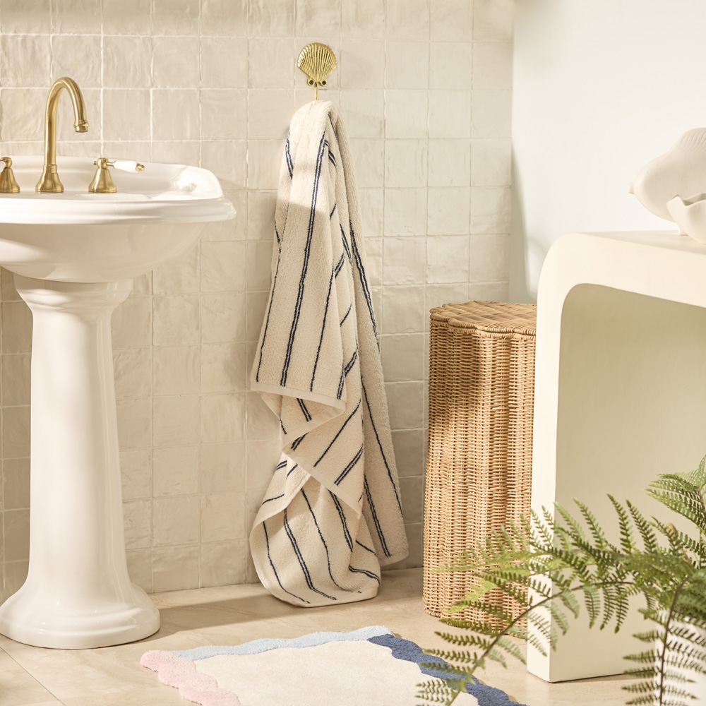 Hudson Stripe French Navy & Natural Towel Range | Adairs