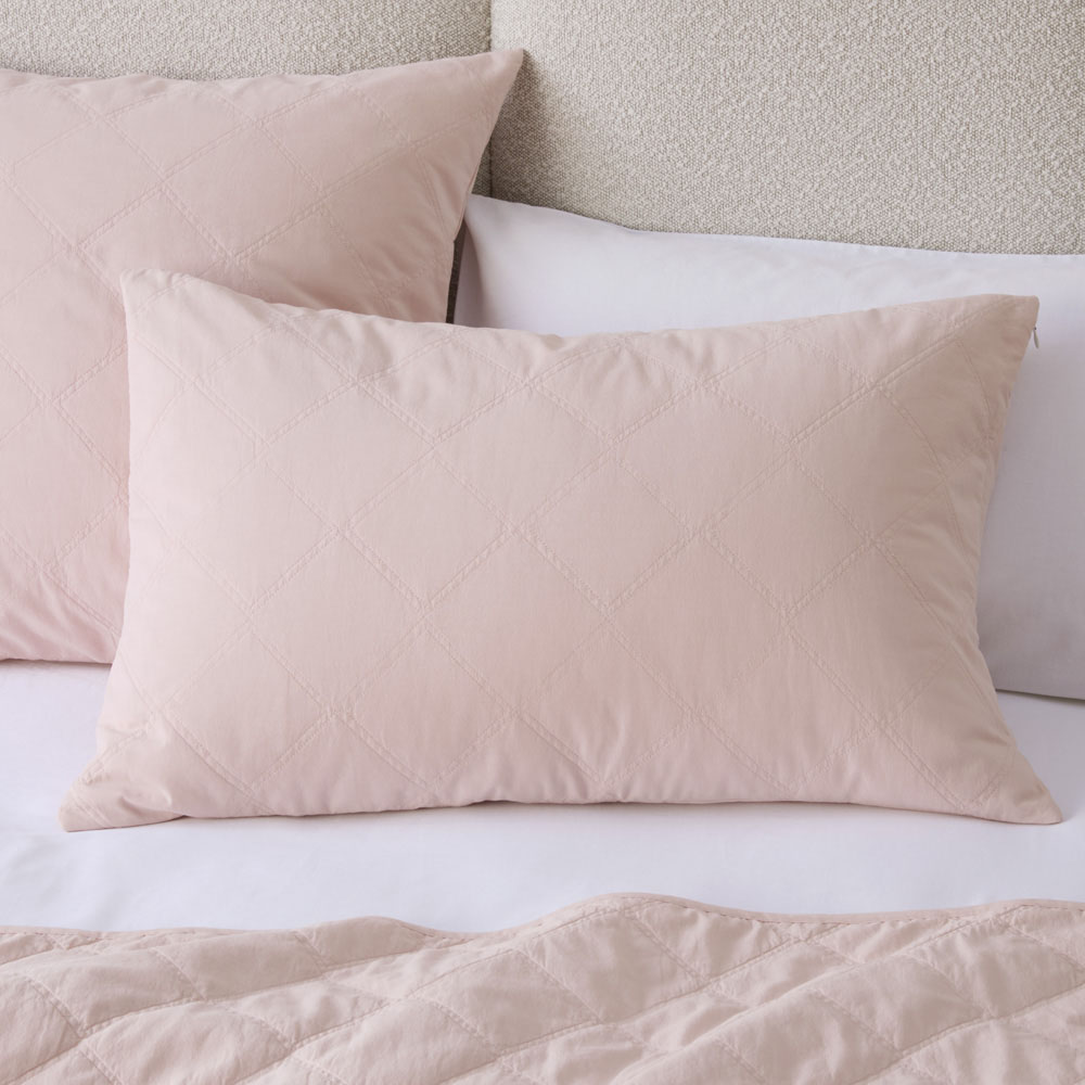 Stonewashed Cotton Blossom Quilted Pillowcases | Adairs