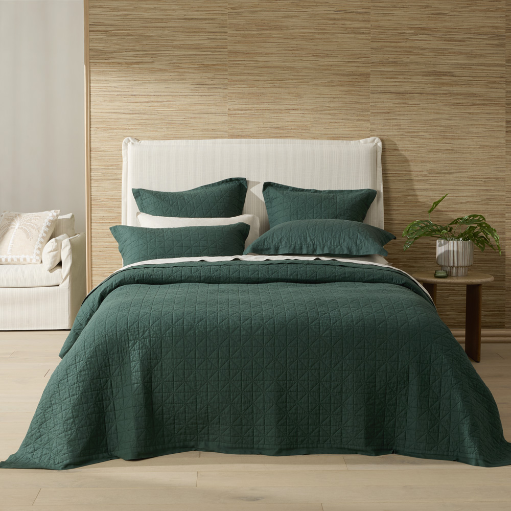 Vintage Washed Linen Balsam Quilted Coverlet Separates | Adairs