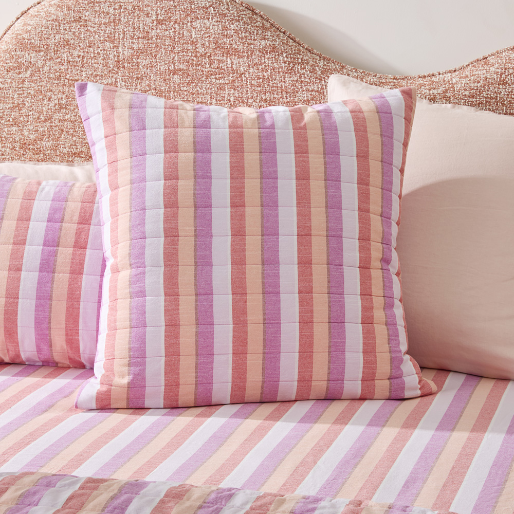 Yarn Dyed Magenta Fiesta Stripe Quilted Coverlet Separates | Adairs