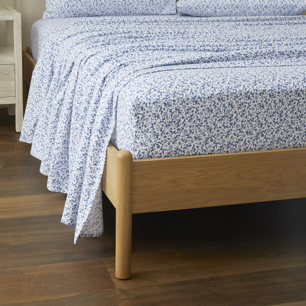 Flannelette Printed Provincial Floral Blue Sheet Set | Adairs