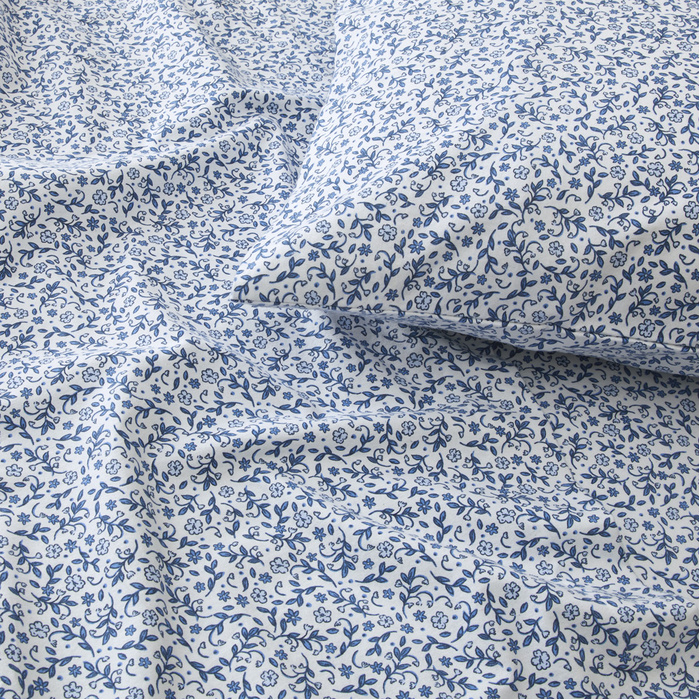 Flannelette Printed Provincial Floral Blue Sheet Set | Adairs