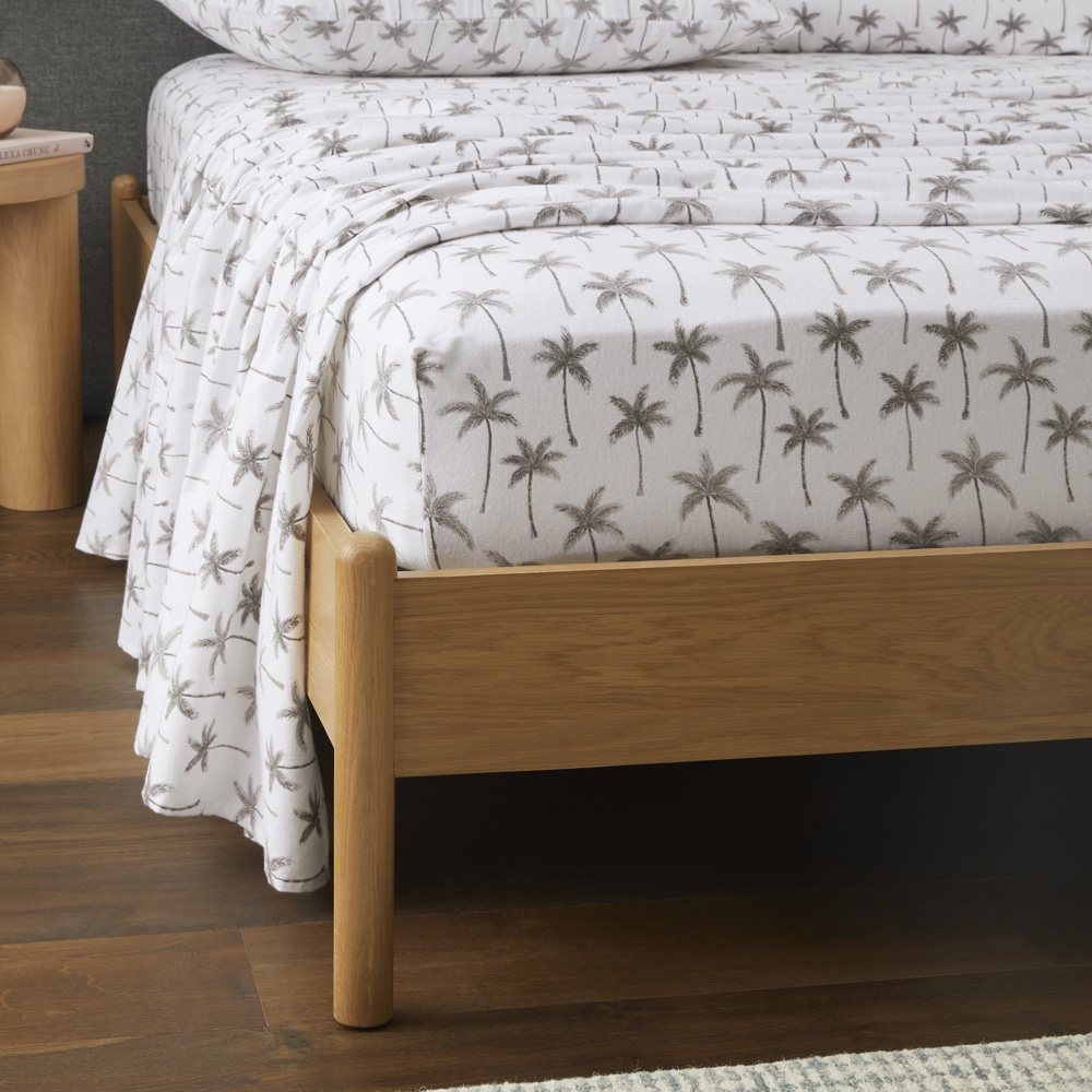 Flannelette Printed Charcoal Palms Sheet Set | Adairs