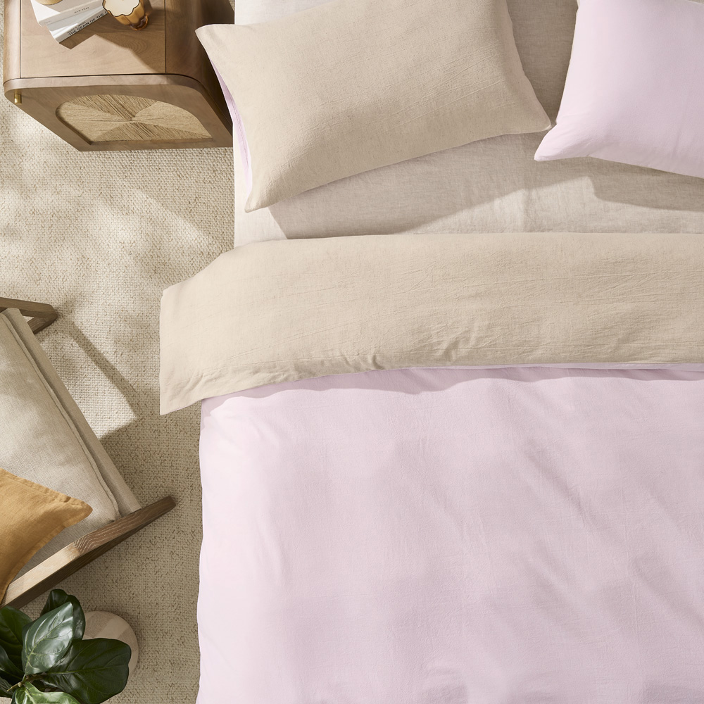 Olsen Natural & Lilac Linen Cotton Quilt Cover Set | Adairs