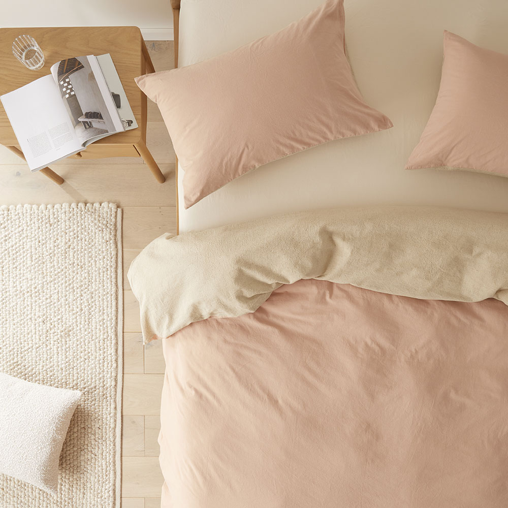 Olsen Linen Cotton Natural & Terracotta Quilt Cover Set | Adairs