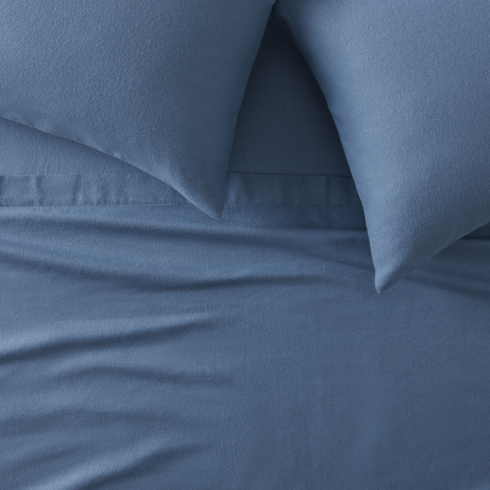 Flannelette Plain Blue Sheet Set | Adairs