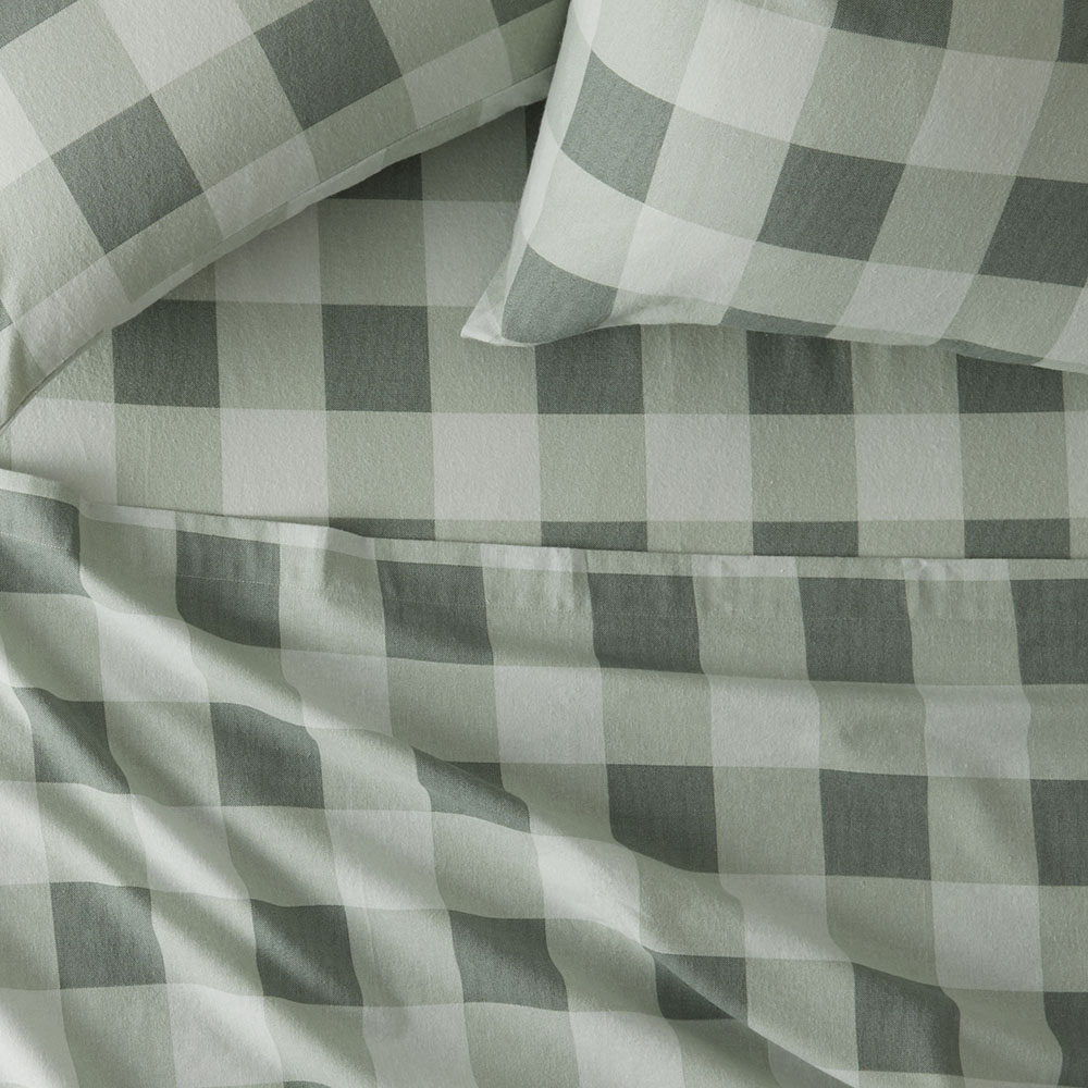 Flannelette Green Check Printed Sheet Set | Adairs