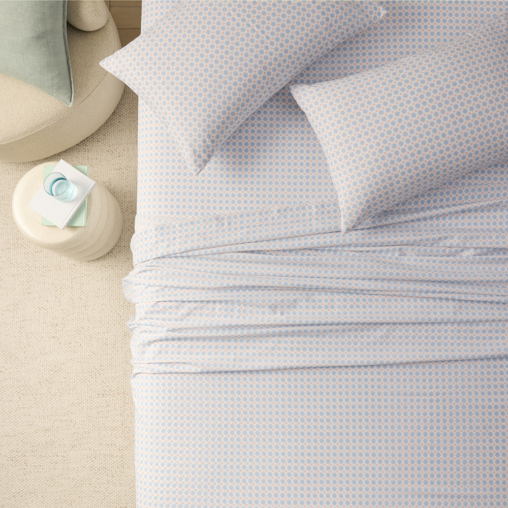 Blue Starburst Printed Percale Sheet Set | Adairs