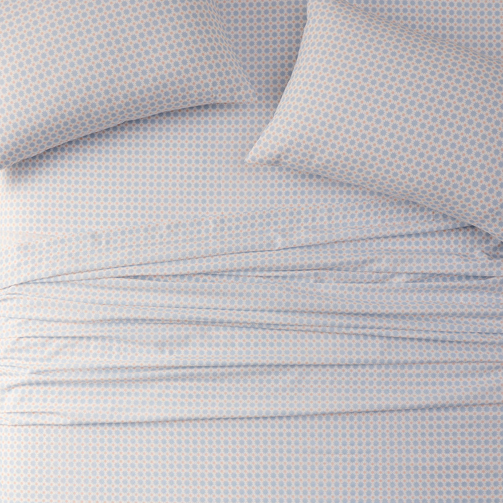 Blue Starburst Printed Percale Sheet Set | Adairs