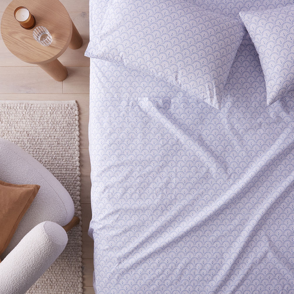 Blue Tile Printed Percale Sheet Set | Adairs