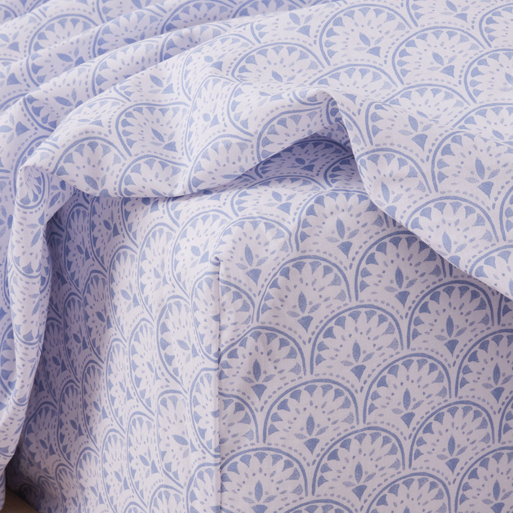 Blue Tile Printed Percale Sheet Set | Adairs