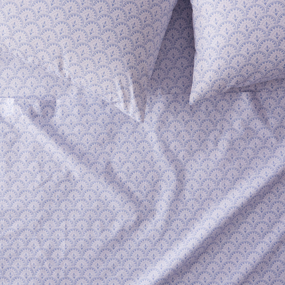 Blue Tile Printed Percale Sheet Set | Adairs