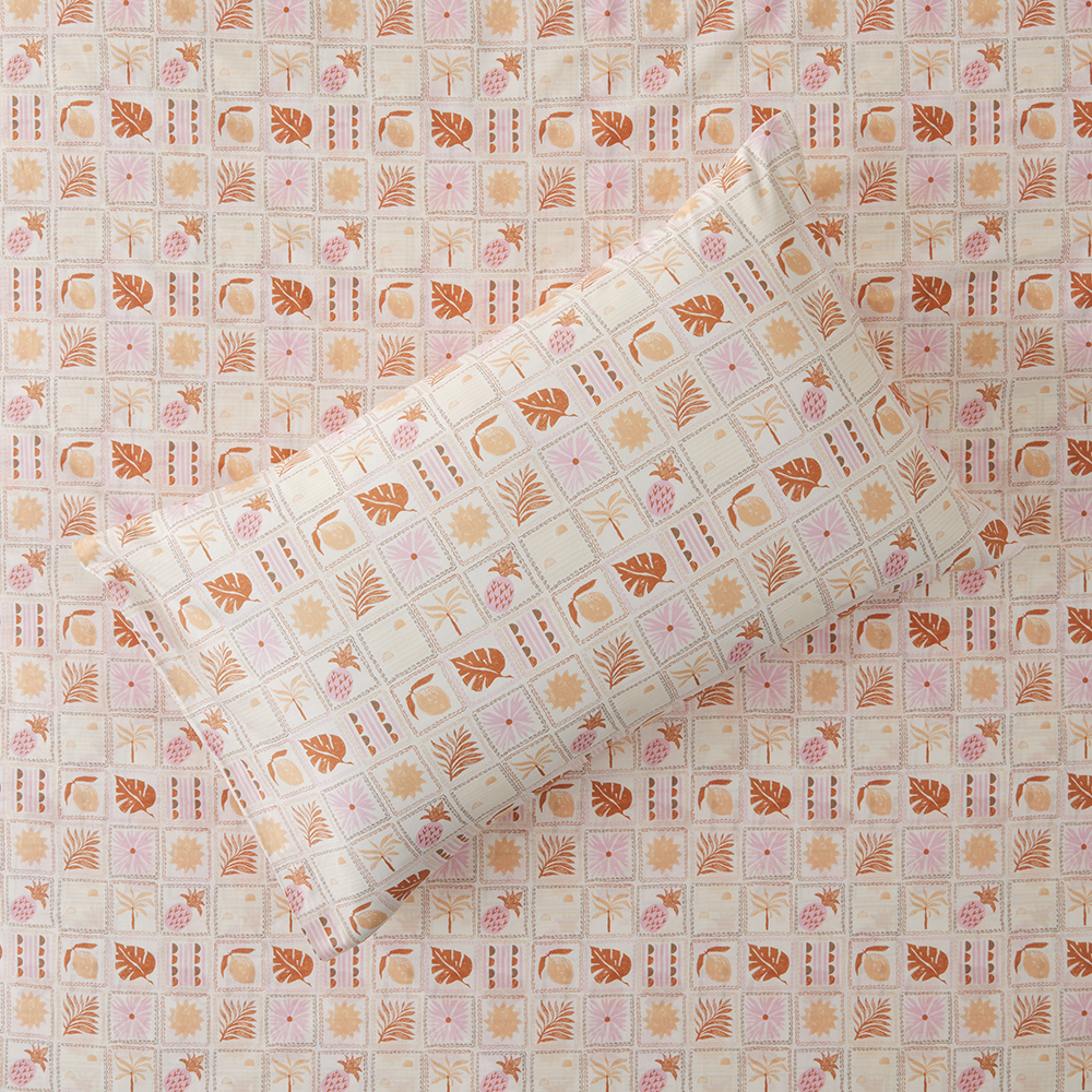 Havana Stamp Printed Percale Sheet Set | Adairs