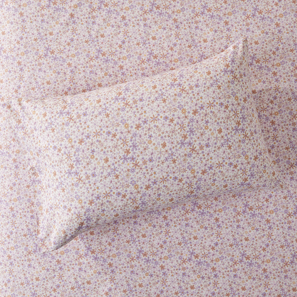 Lilac Floral Printed Percale Sheet Set | Adairs