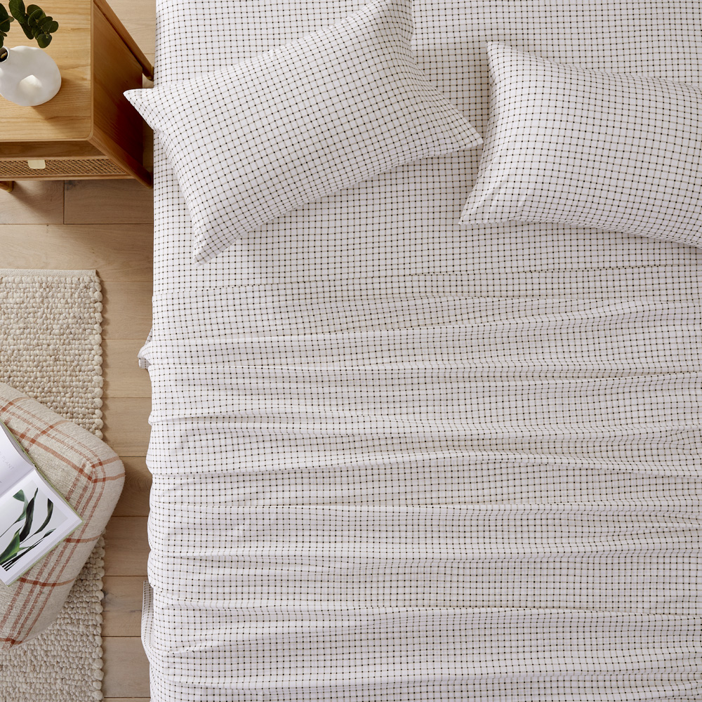 Natural Spot Printed Percale Sheet Set | Adairs