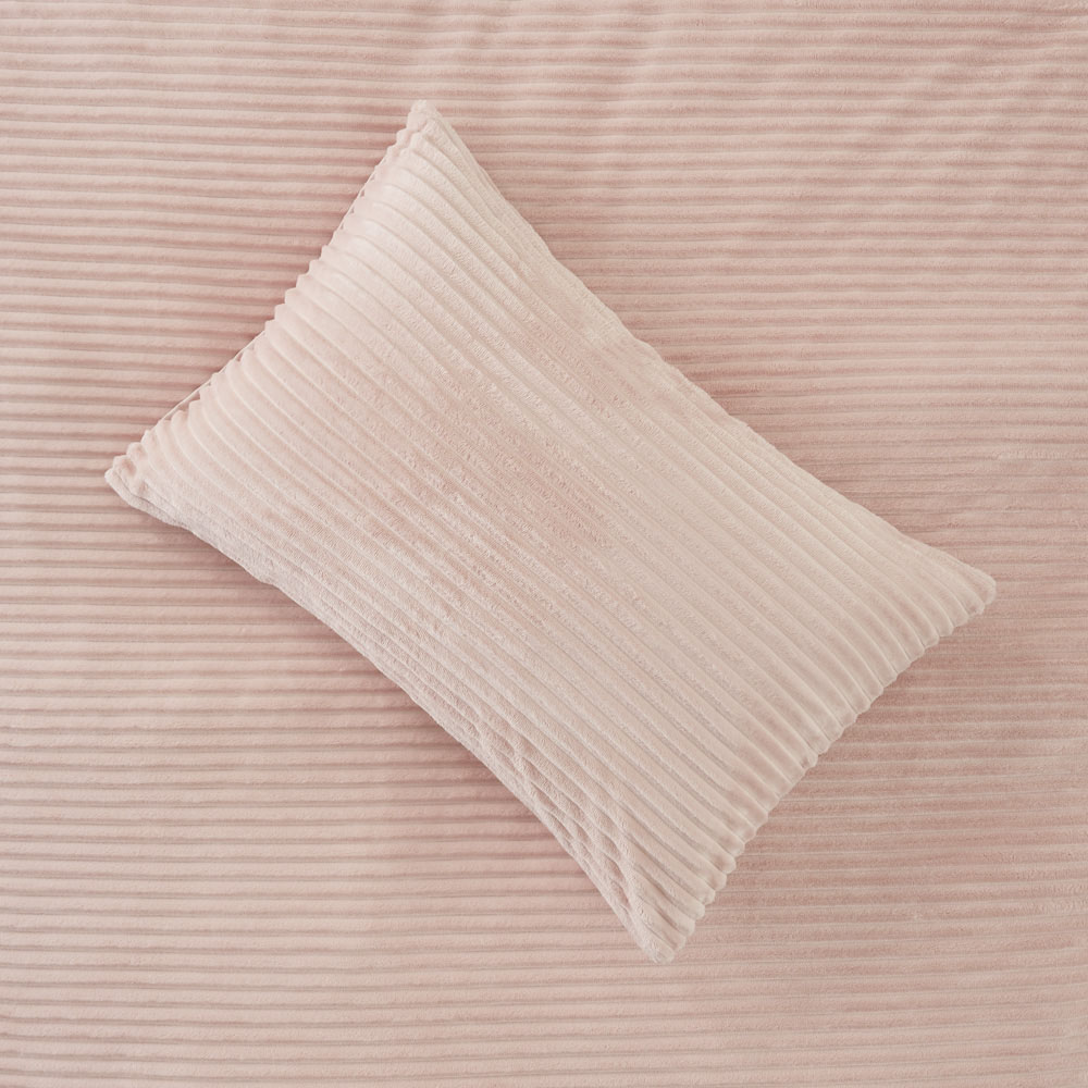 Soft Pink Fur Ribbed Quilt Cover Set | Adairs