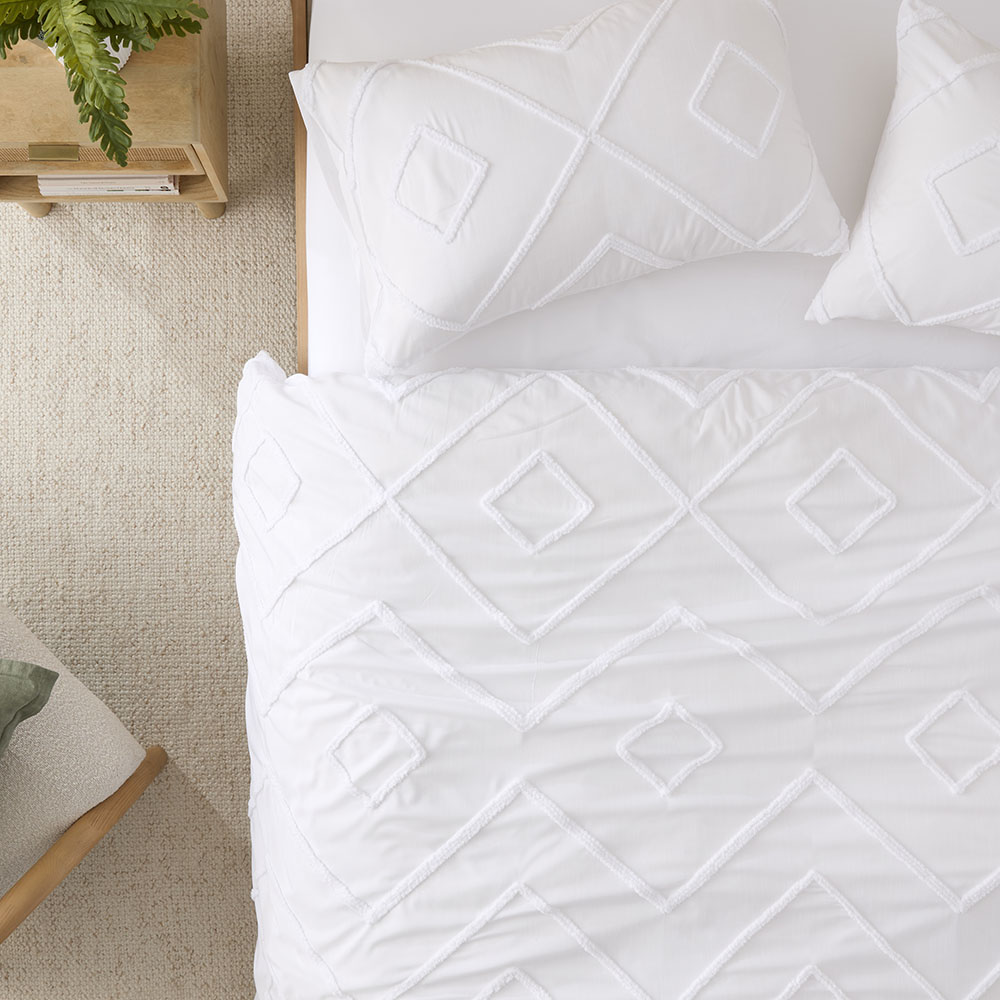 Jett White Tufted Quilt Cover Set | Adairs
