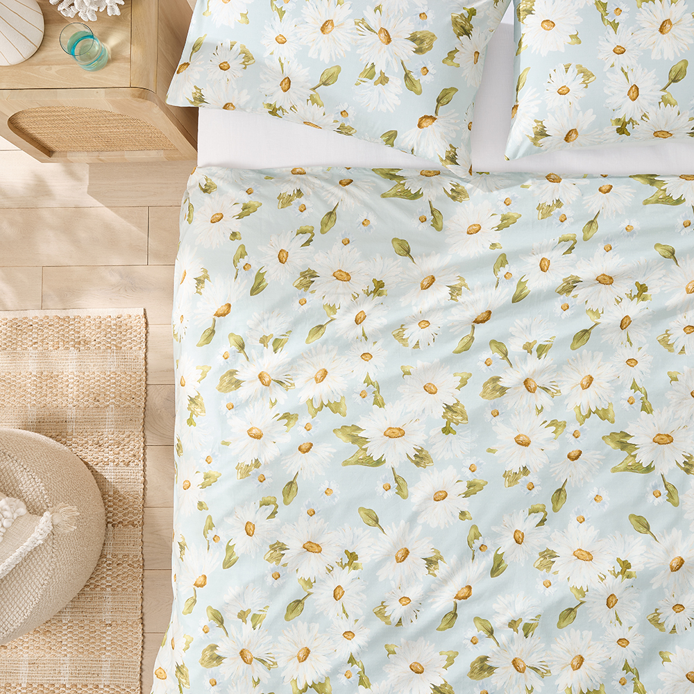 Coastal Daisy Blue Quilt Cover Set | Adairs