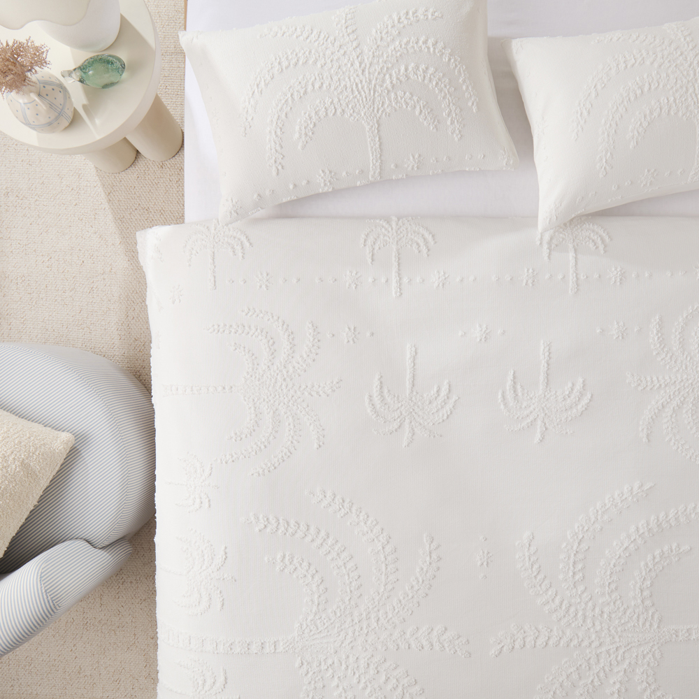 Palm Beach White Tufted Quilt Cover Set | Adairs