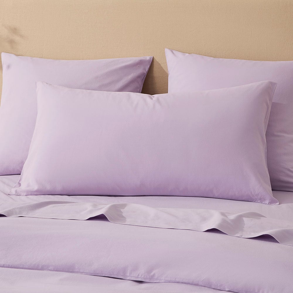 Stonewashed Cotton Lilac Quilt Cover Separates | Adairs