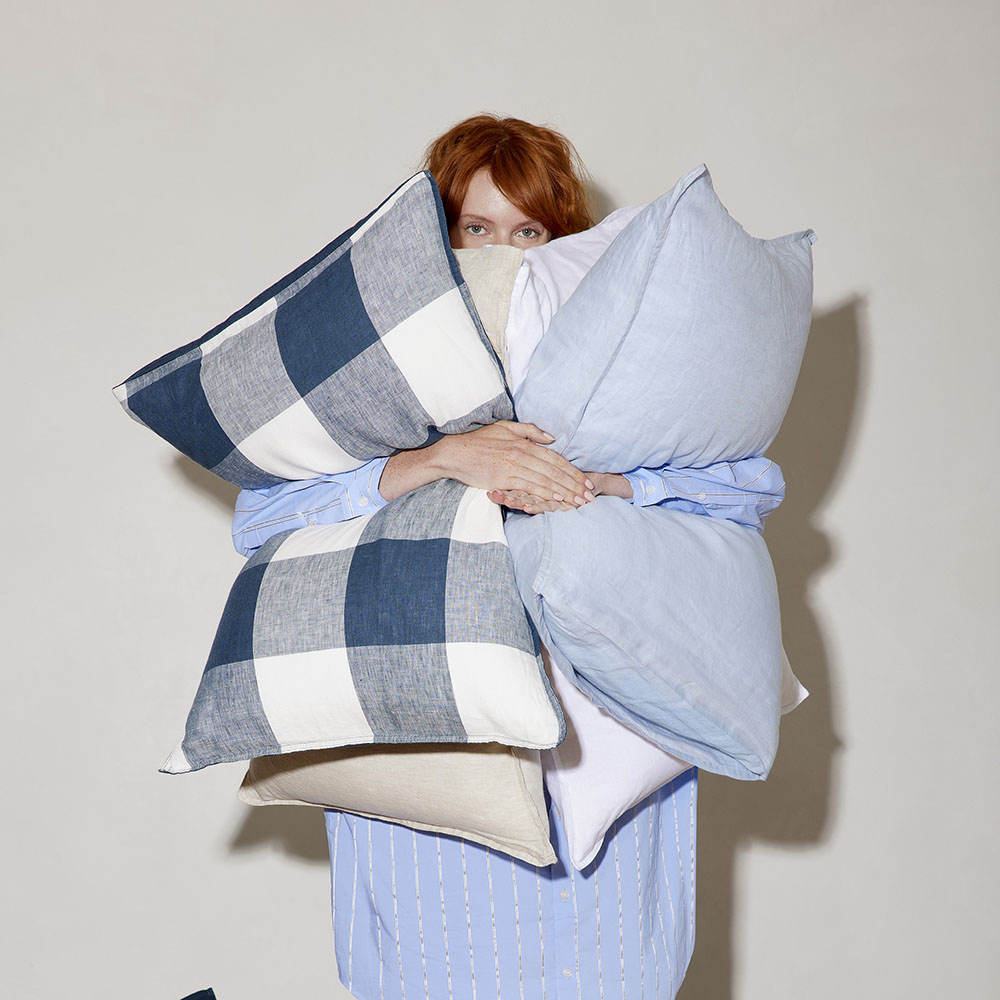 Vintage Washed Linen Large Navy Check Quilt Cover Separates | Adairs