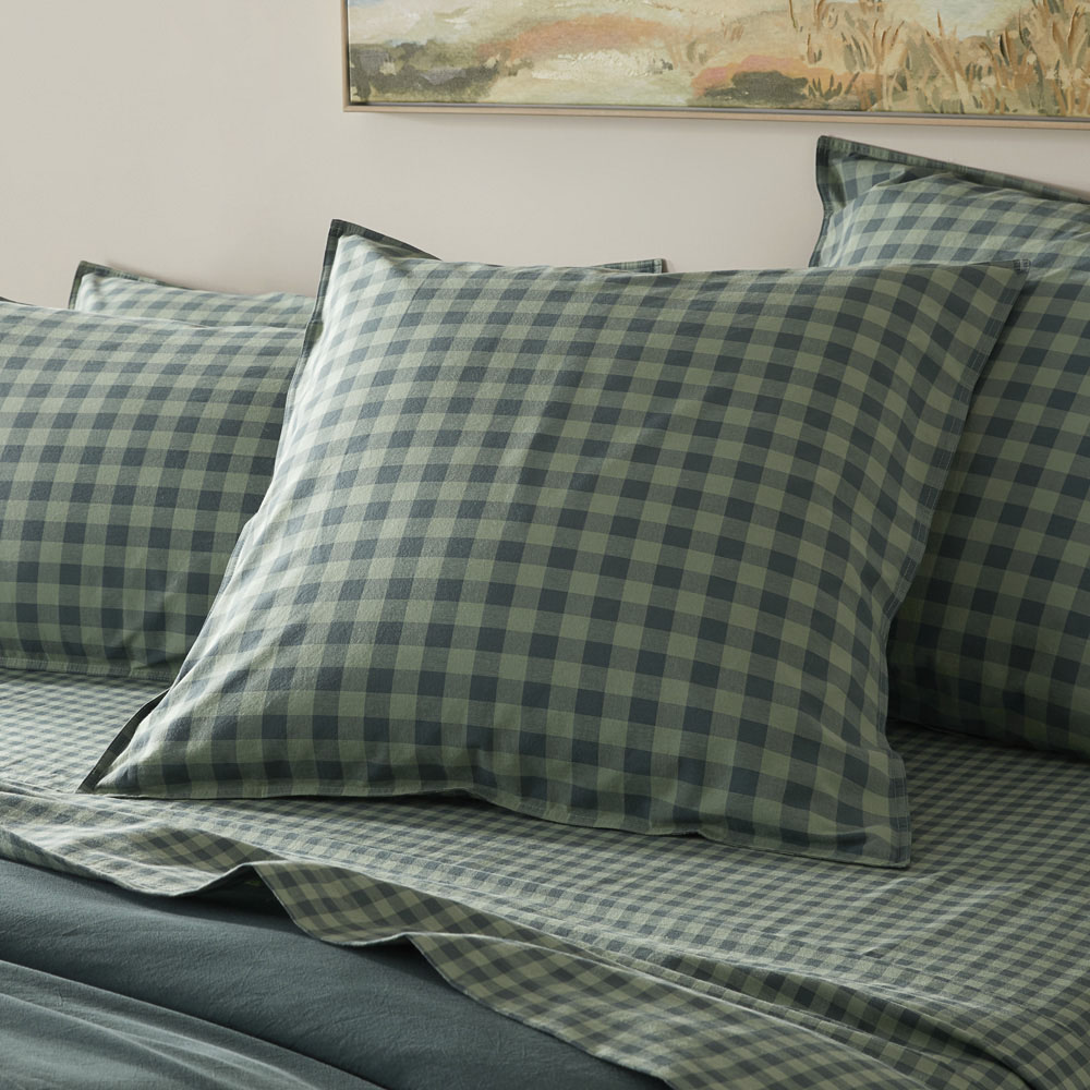 Stonewashed Cotton Gumleaf Gingham Pillowcases | Adairs