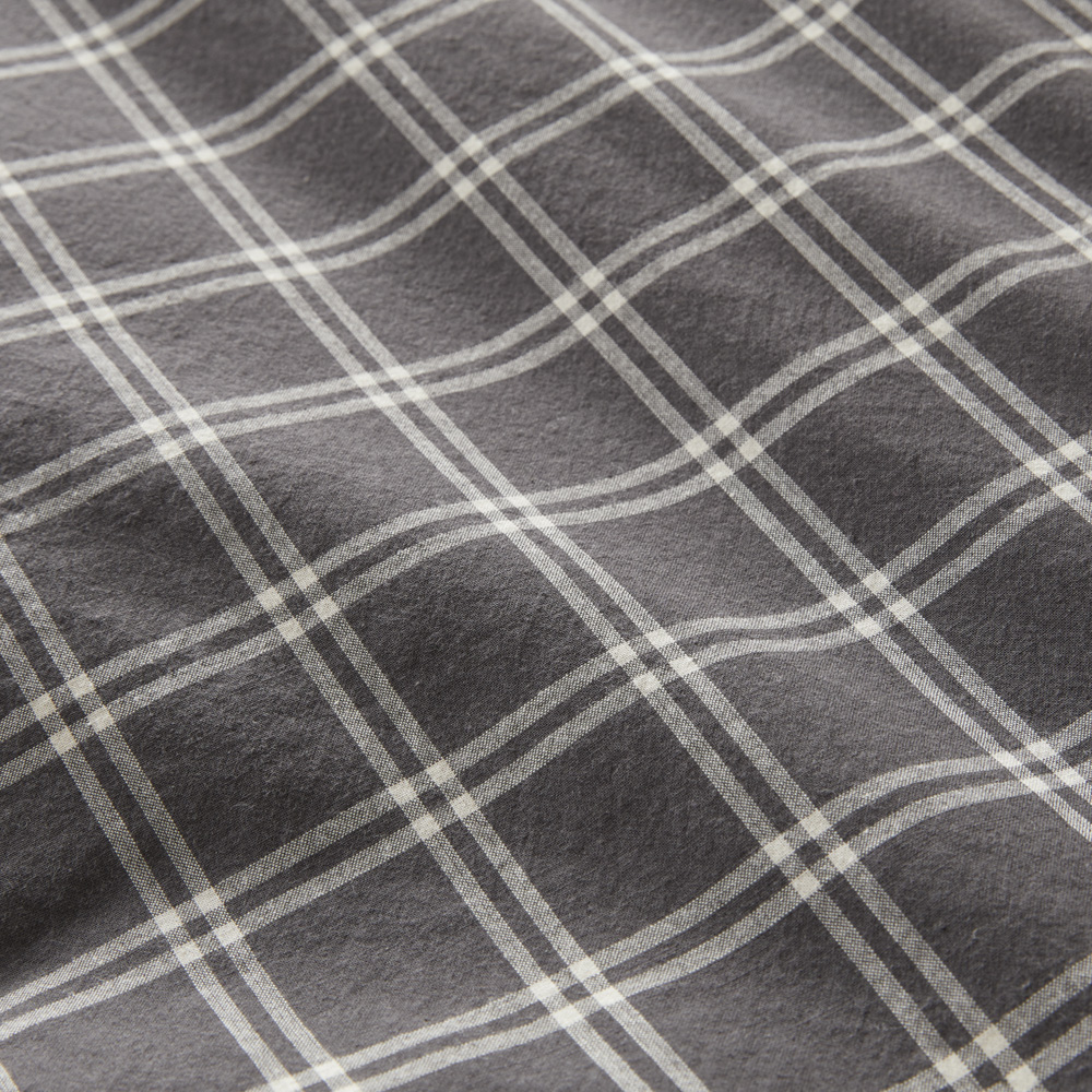 Stonewashed Cotton Charcoal Grid Quilt Cover Separates | Adairs