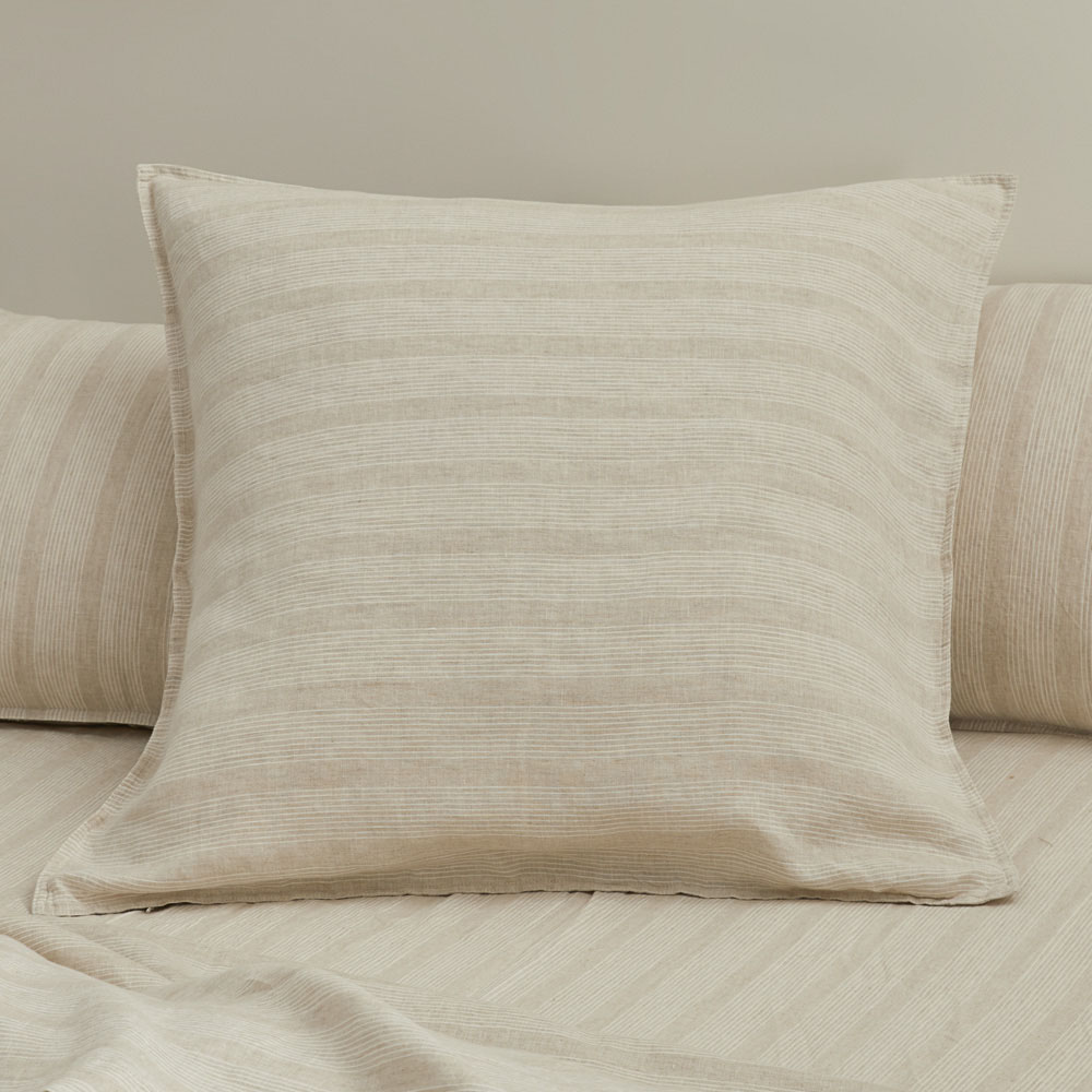 Vintage Washed Linen Fine White & Linen Stripe Pillowcases | Adairs