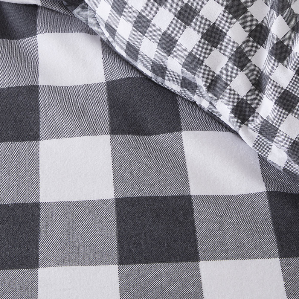 Flannelette Printed Charcoal Check Quilt Cover Set | Adairs