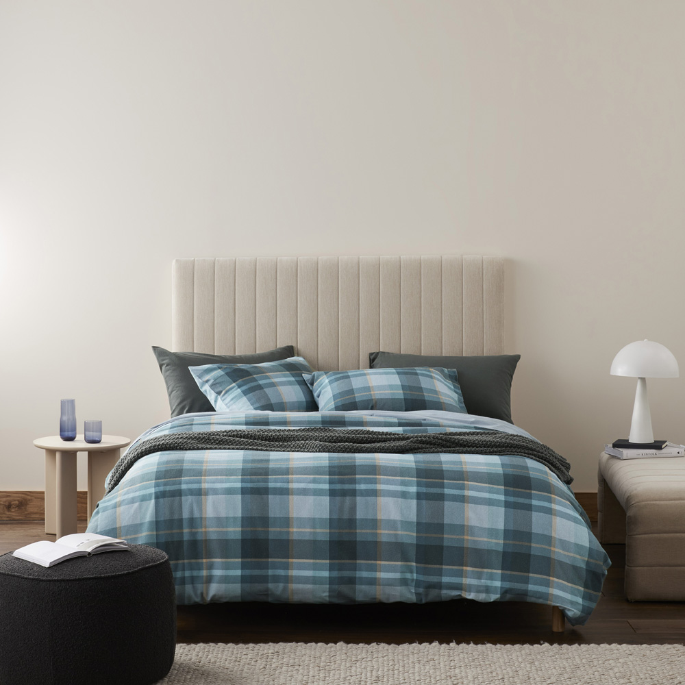 Flannelette Printed Stirling Check Quilt Cover Set | Adairs