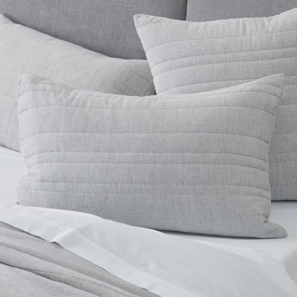 Fraiser Grey Chambray Quilted Pillowcases | Adairs