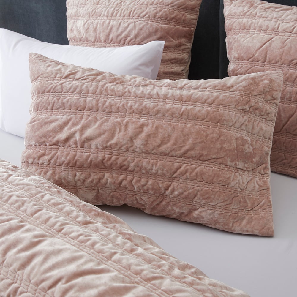 Maeve Blush Velvet Quilted Pillowcases | Adairs