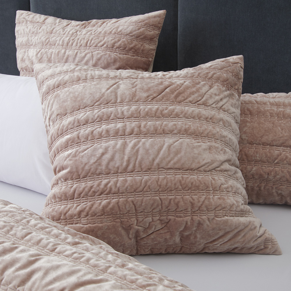 Maeve Blush Velvet Quilted Pillowcases | Adairs