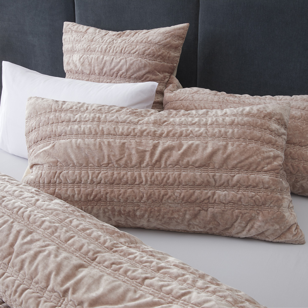 Maeve Blush Velvet Quilted Pillowcases | Adairs