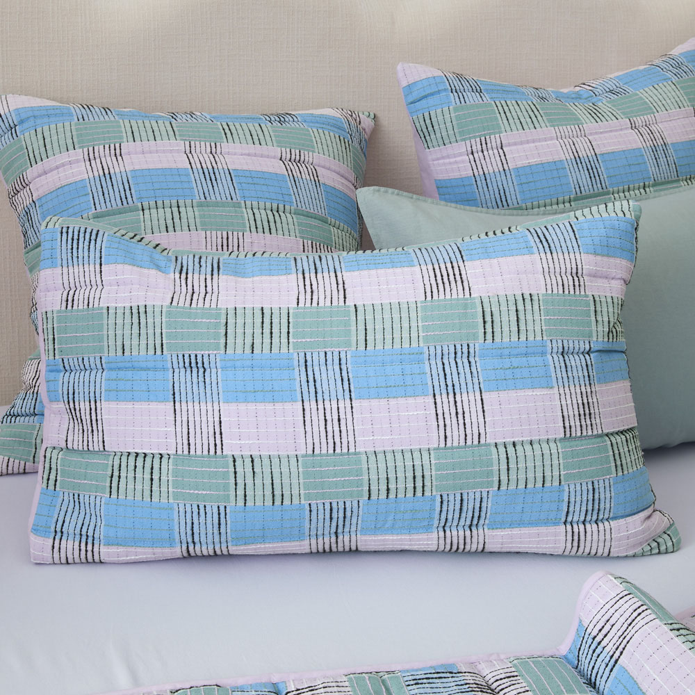 Indie Lilac Check Quilted Pillowcases | Adairs