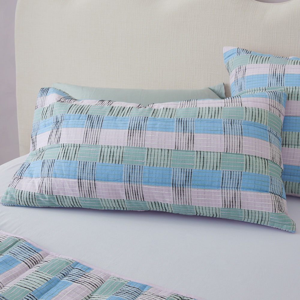 Indie Lilac Check Quilted Coverlet Separates | Adairs