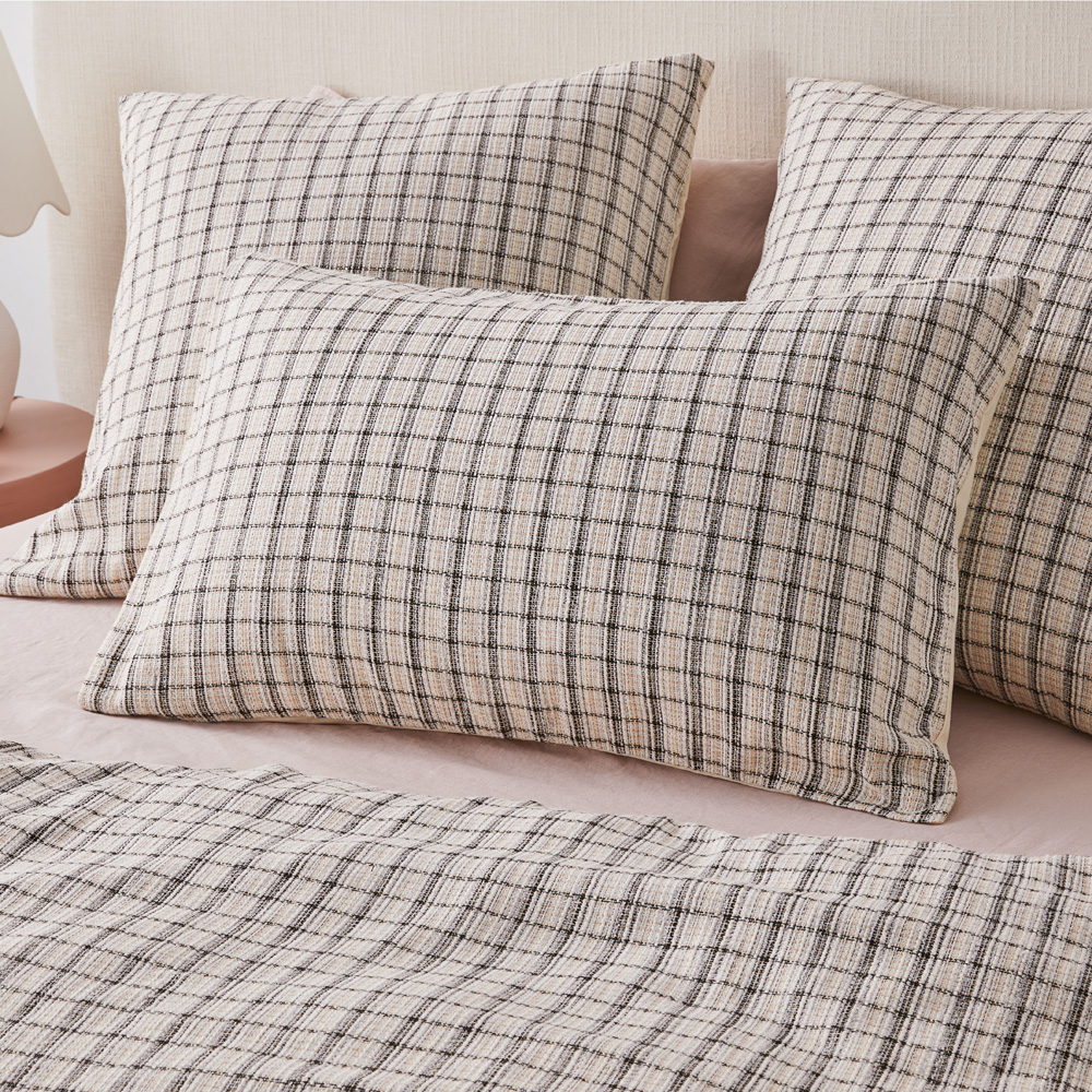 Eva Cream Check Quilt Cover Separates | Adairs