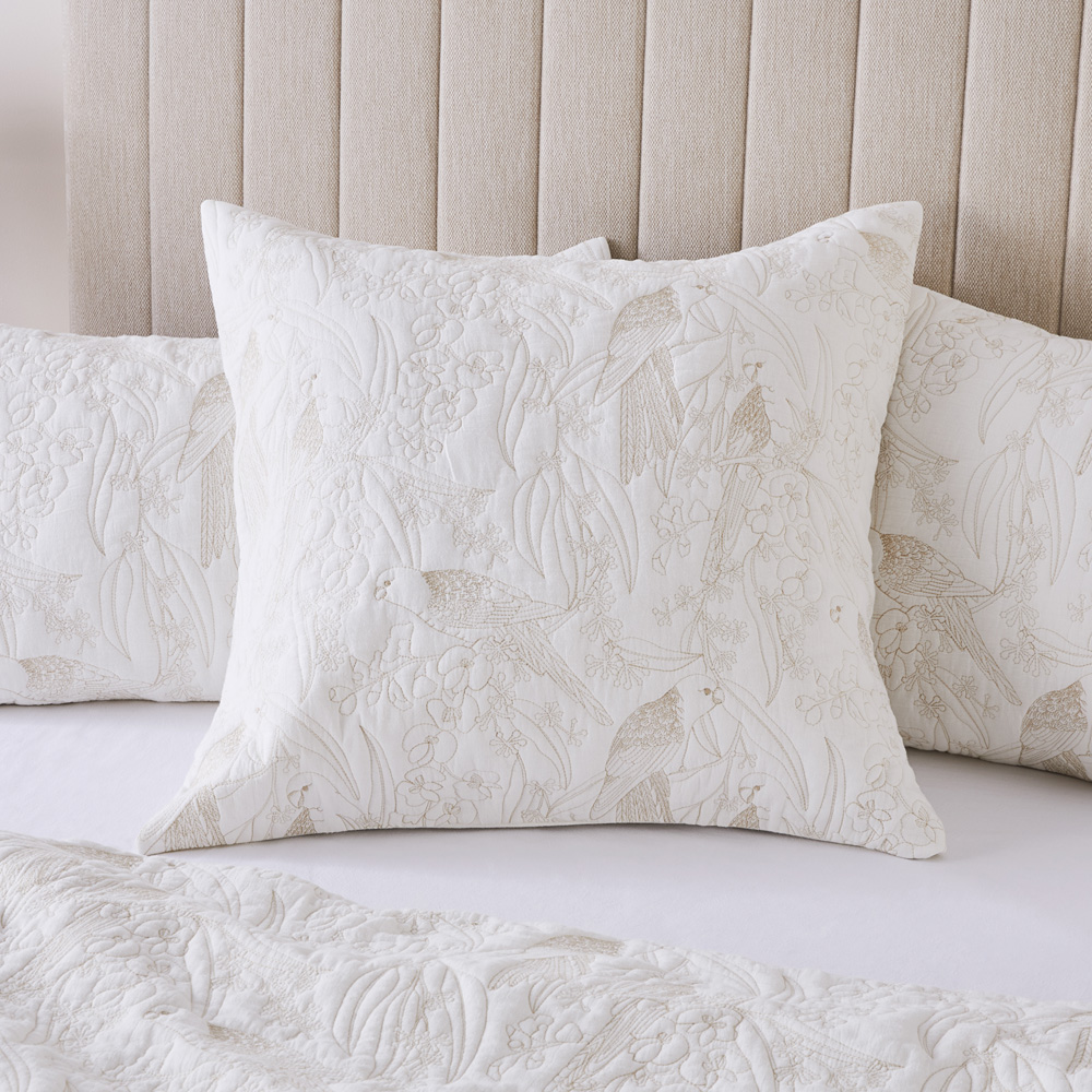 Lorikeet Natural Quilted Pillowcases | Adairs