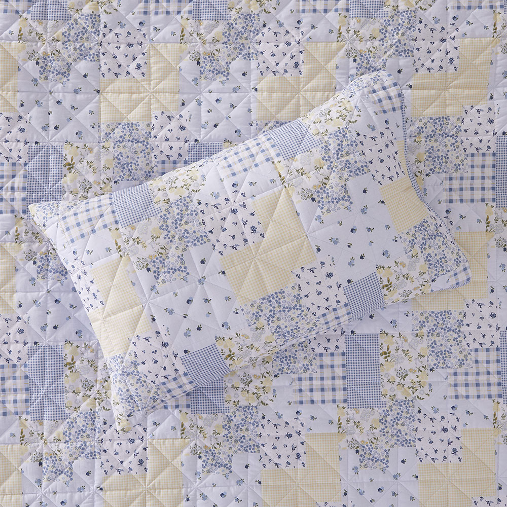 Esther Blue Quilted Quilt Cover Set | Adairs