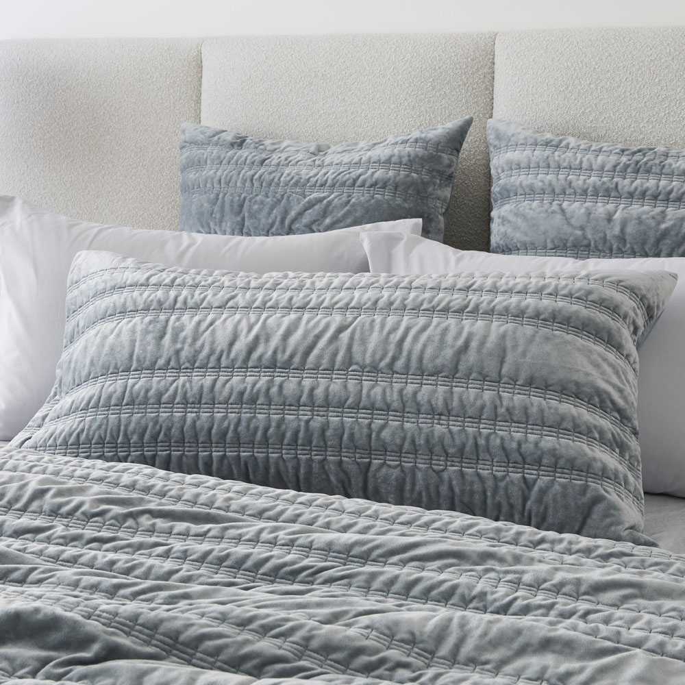 Maeve Soft Sage Velvet Quilted Pillowcases | Adairs