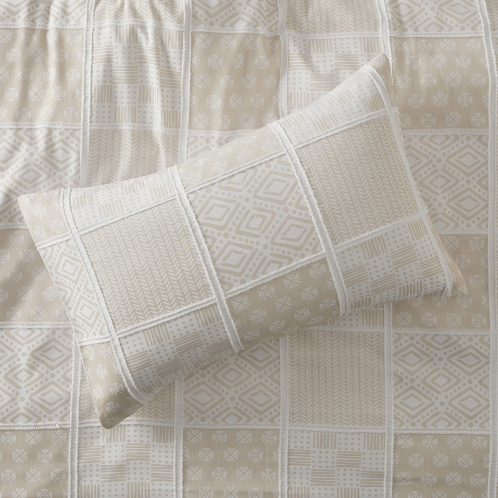 Elias Natural Jacquard Quilt Cover Set | Adairs